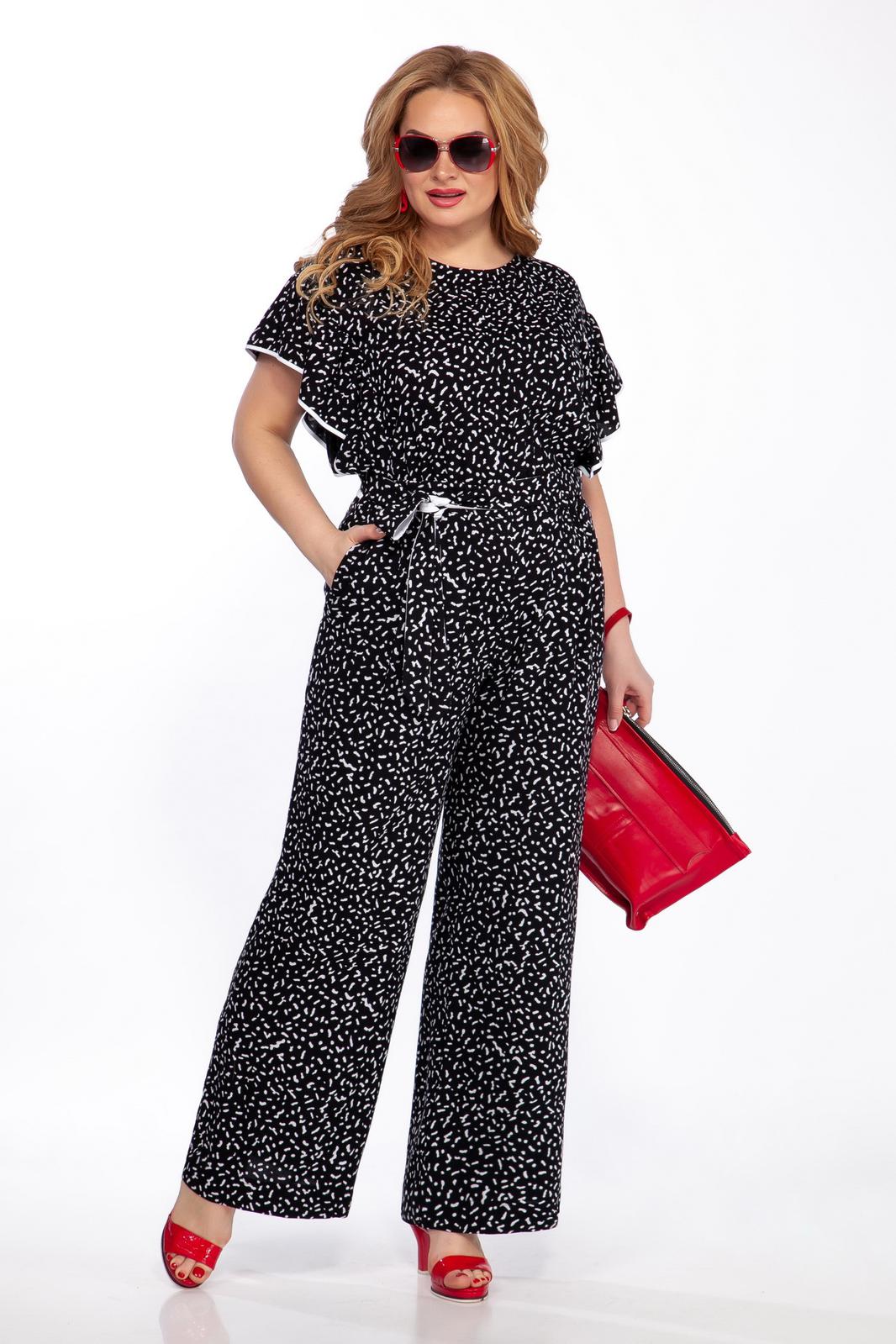 Комбинезон LaKona, черно-белый (модель 1298-1) — Белорусский трикотаж в интернет-магазине Mirtrik